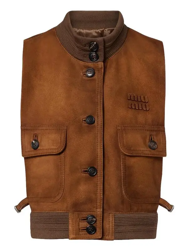 Miu Miu Suede Vest - Brown