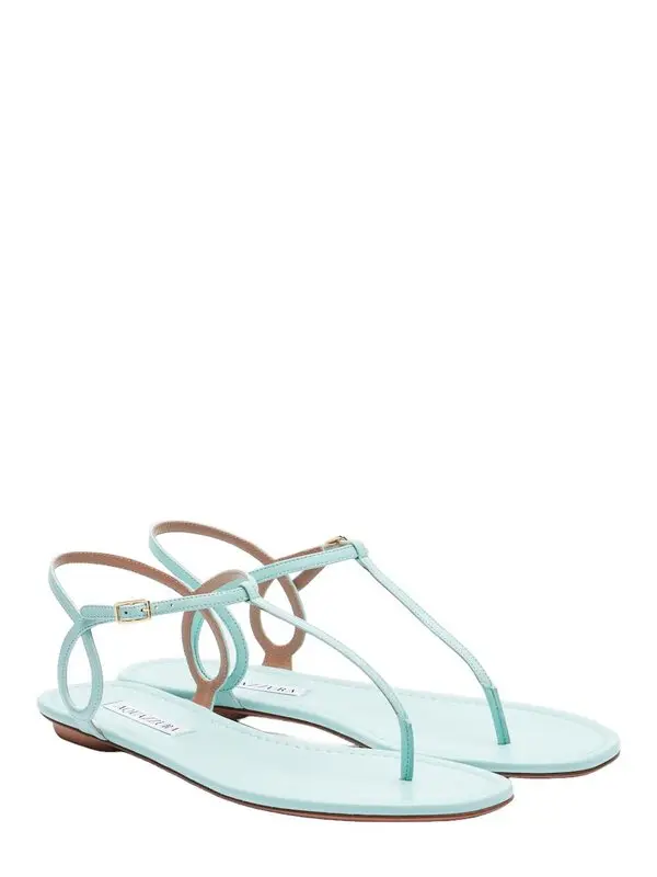 AQUAZZURA Leather Thong Sandals - Blue