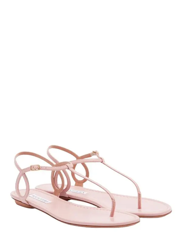AQUAZZURA Leather Thong Sandals - Pink