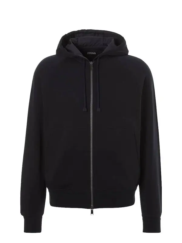 Zegna Cotton-blend Hoodie - Blue