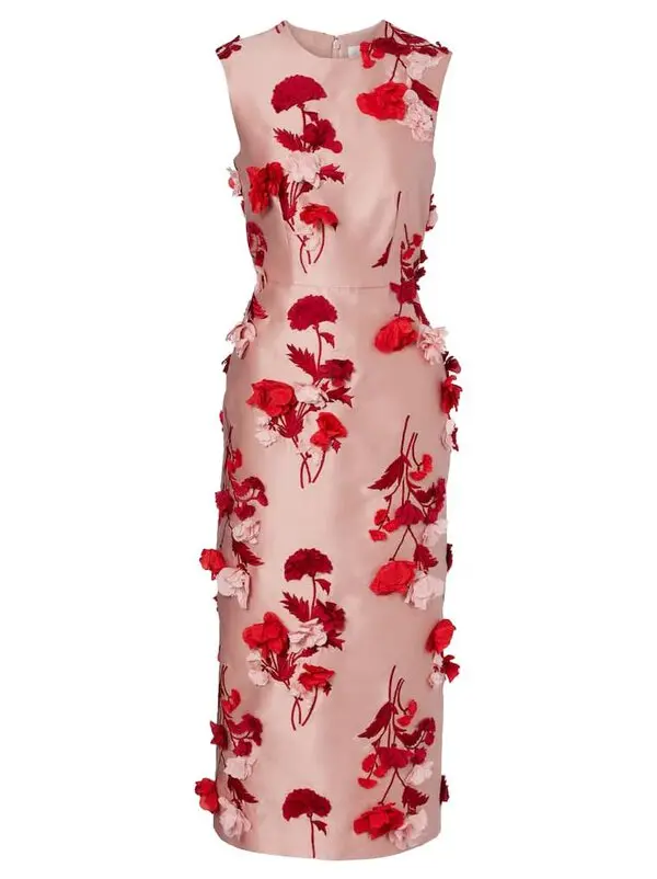 Erdem Floral-appliqué Cocktail Dress - Pink
