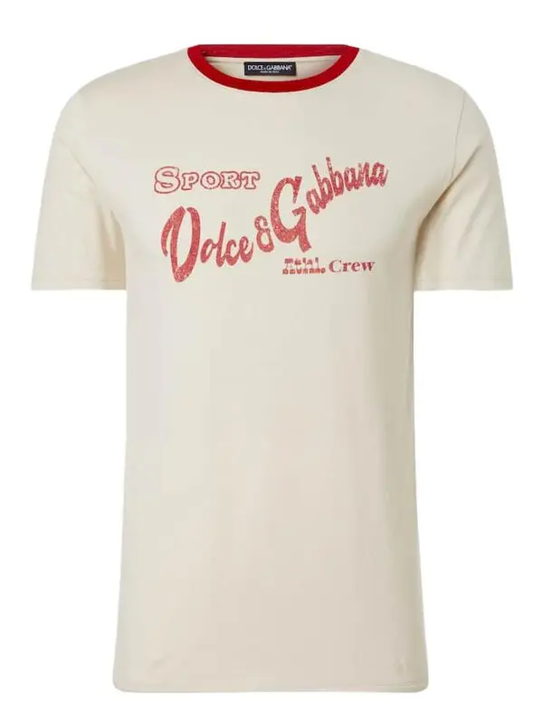 Dolce & Gabbana Printed Cotton T-shirt - Beige