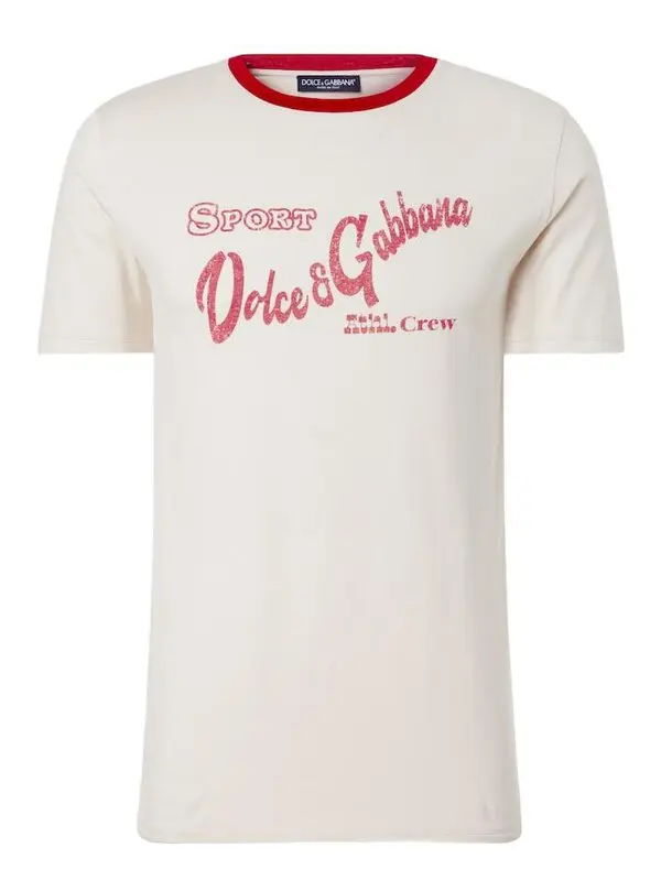 Dolce & Gabbana Printed Cotton T-shirt - Beige