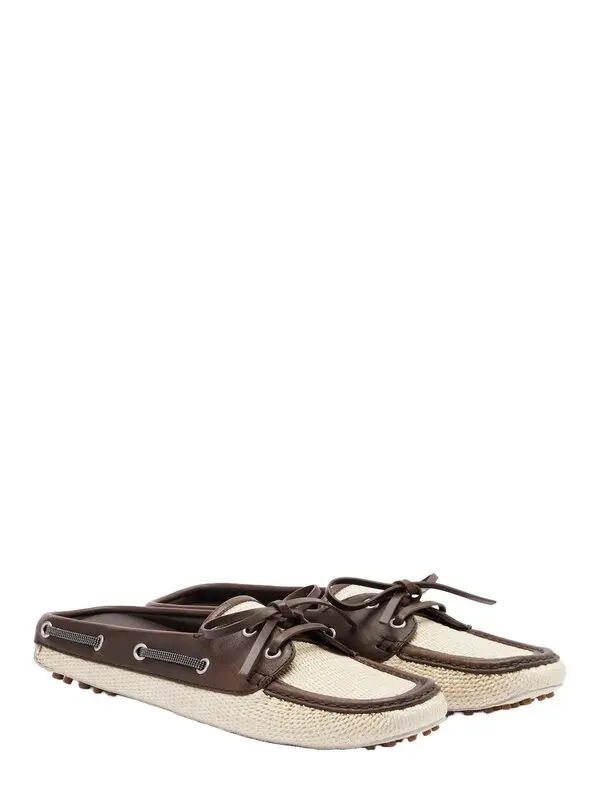 Brunello Cucinelli Monili Canvas Mules - Brown