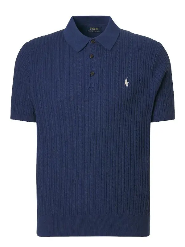Polo Ralph Lauren Cable-knit Cotton Polo Sweater - Blue