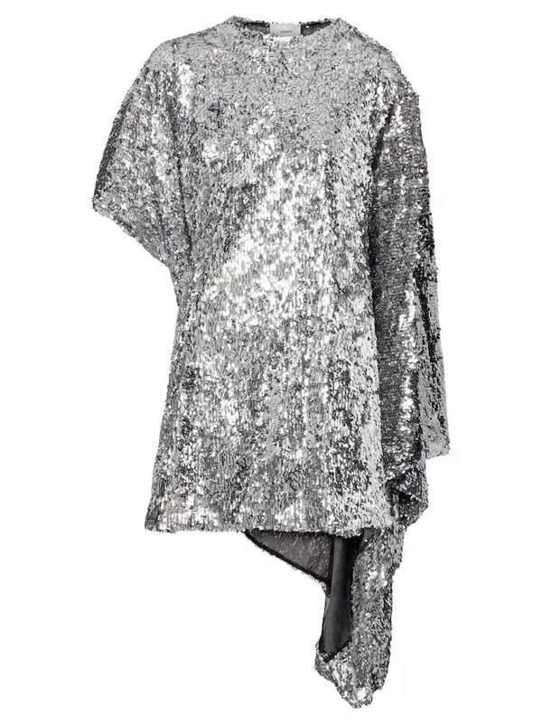 Coperni Zero Waste Draped Sequined Minidress - Silver