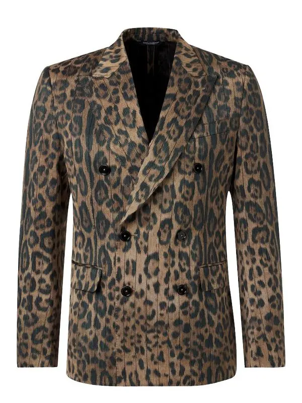 Dolce & Gabbana Leopard-print Cotton-blend Blazer - Brown