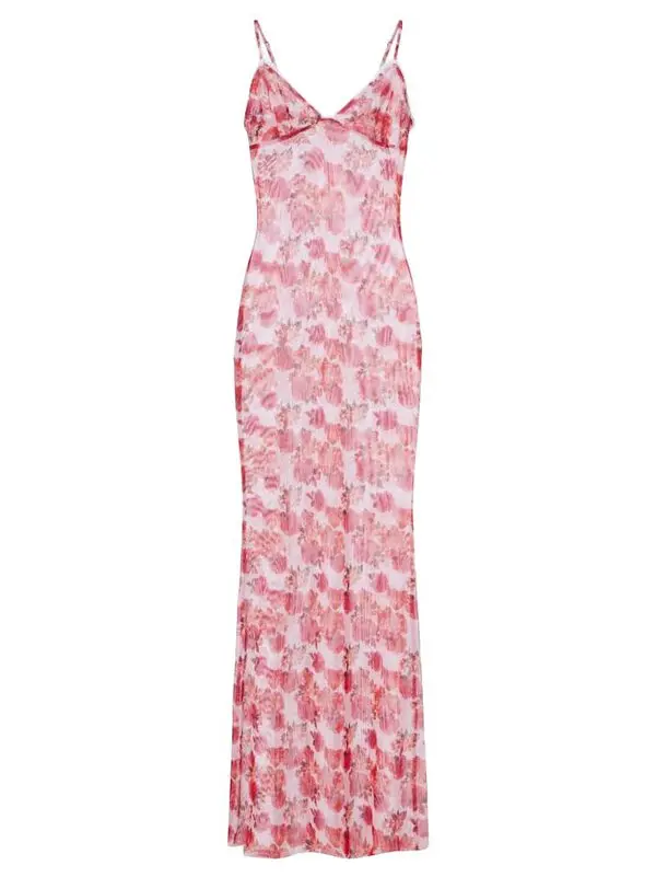 BANANHOT Solay Floral Lace-trimmed Maxi Dress - Red