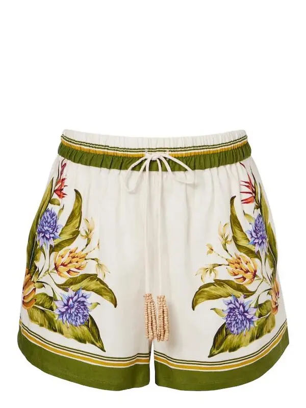 Farm Rio Printed Linen-blend Shorts - Multicoloured