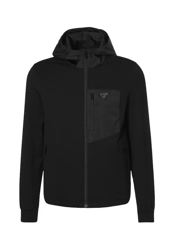 Prada Re-nylon And Cotton-blend Hoodie - Black