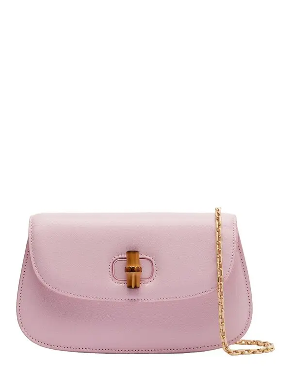 Gucci Bamboo Leather Clutch - Pink