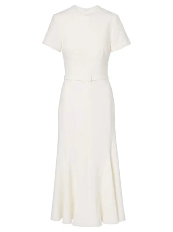 Safiyaa Luisa Belted Crêpe Midi Dress - White