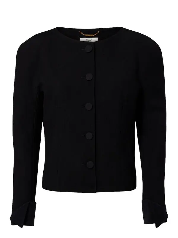 Chloé Virgin Wool Crêpe Cardigan - Black