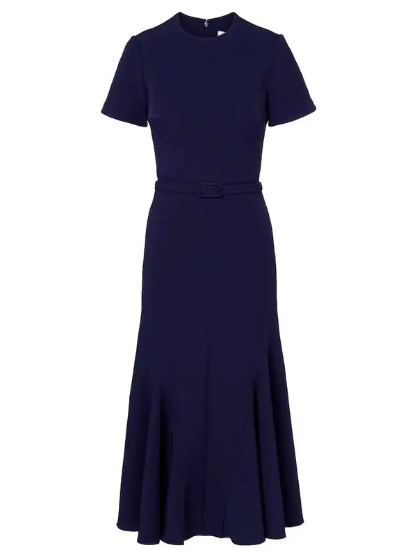 Safiyaa Luisa Belted Crêpe Midi Dress - Blue