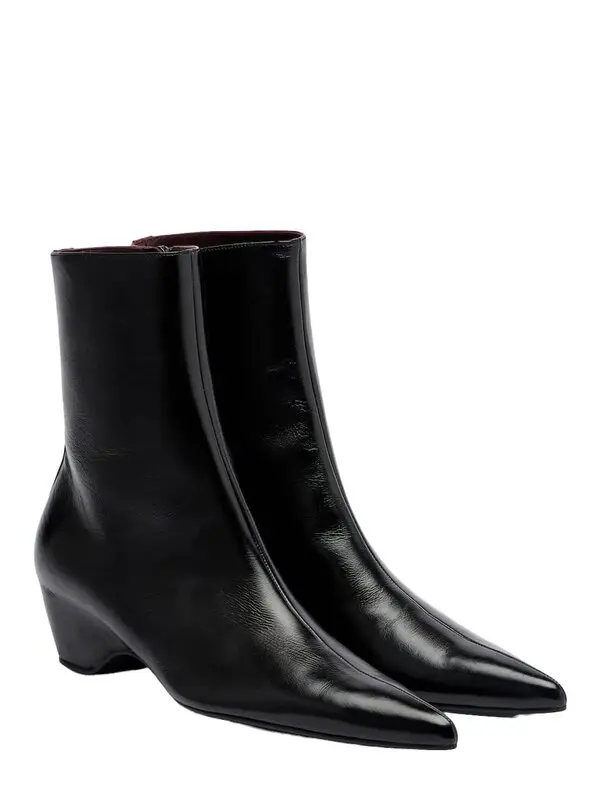 Khaite Leather Ankle Boots - Black