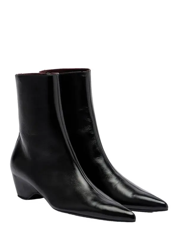 Khaite Leather Ankle Boots With Pointed Toe - Black
