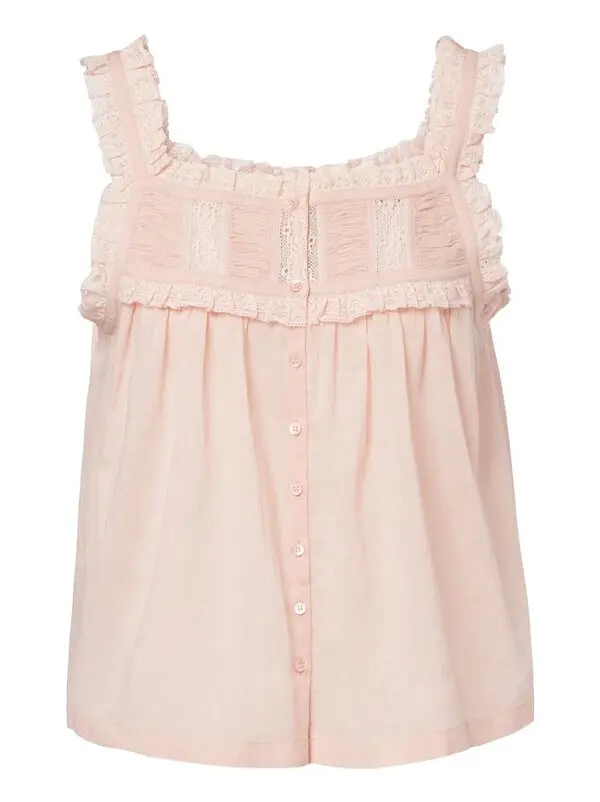 DÔEN Fidella Lace-trimmed Cotton Top - Pink