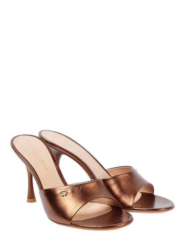 GIANVITO ROSSI Pointed Toe Leather Mules - Brown