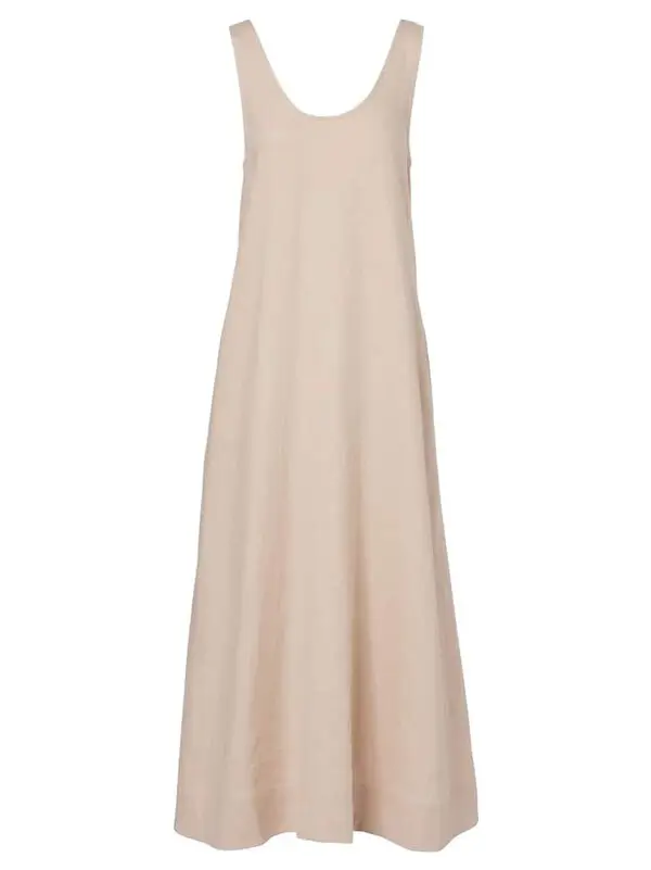 Asceno Capri Linen Maxi Dress - Beige
