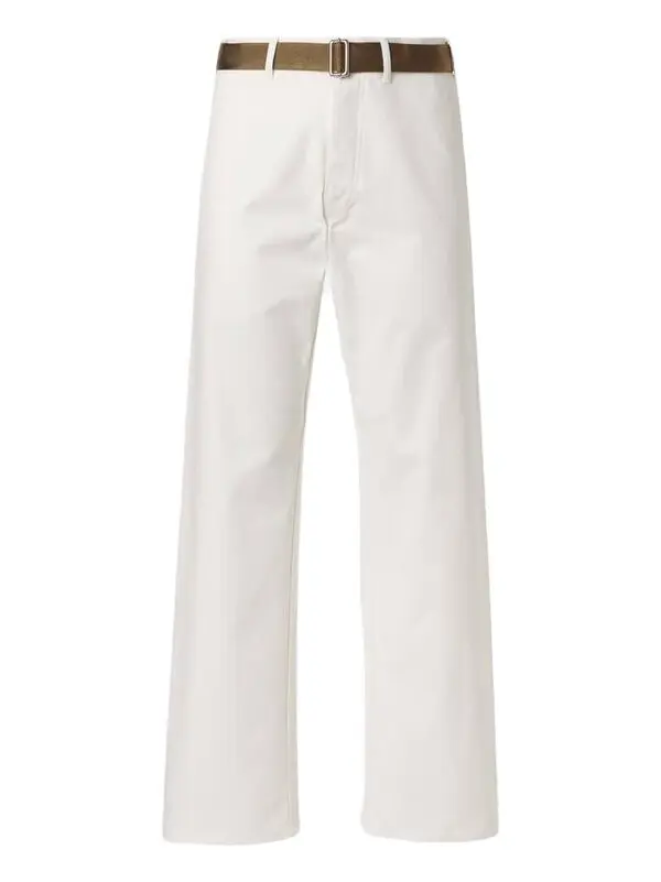 Plan C Belted Straight Leg Jeans - White
