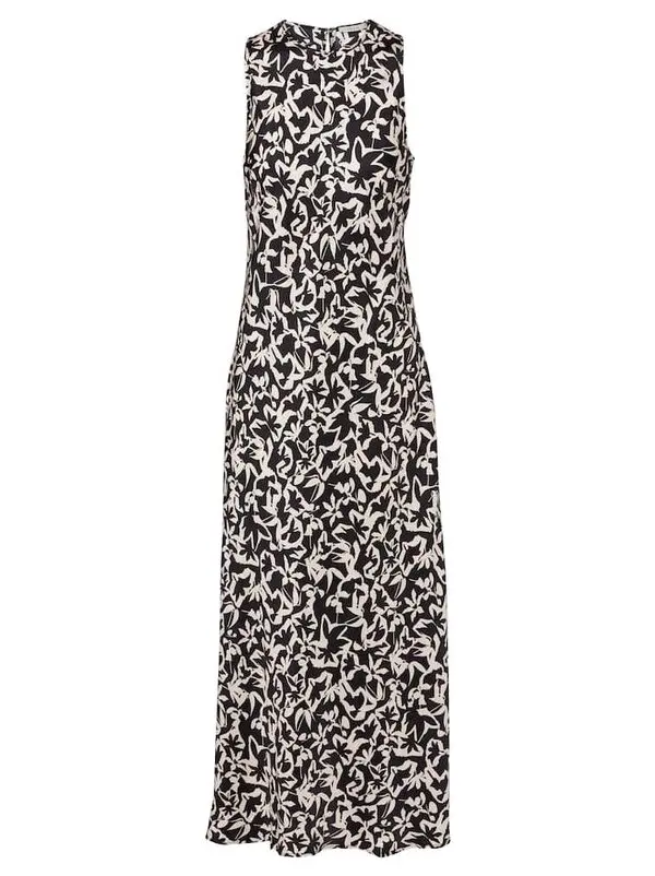 Asceno Valencia Printed Maxi Dress - Black
