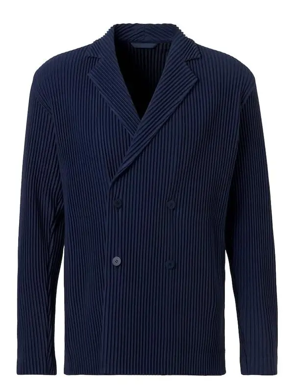 Issey Miyake Homme Plissé Tailored Pleats 1 Double-breasted Blazer - Blue