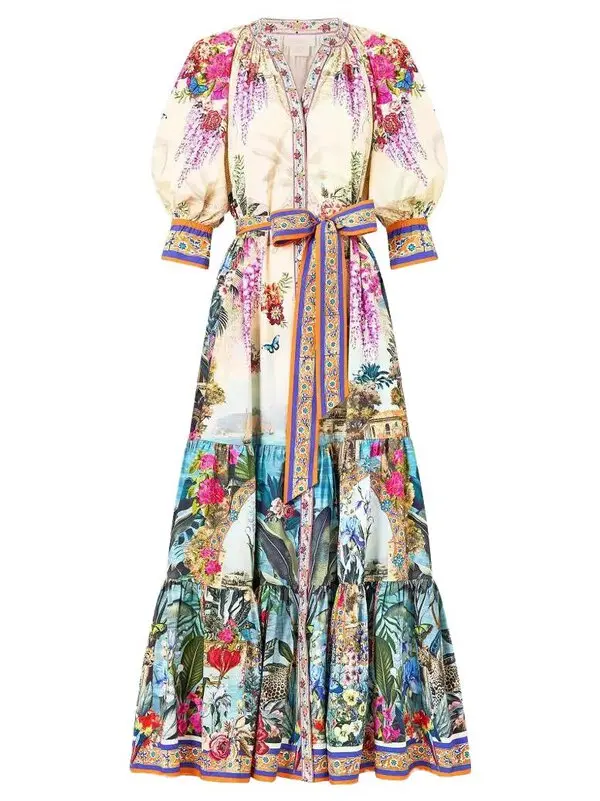 Camilla Bodrum Botanicals Tiered Dress - Neutrals