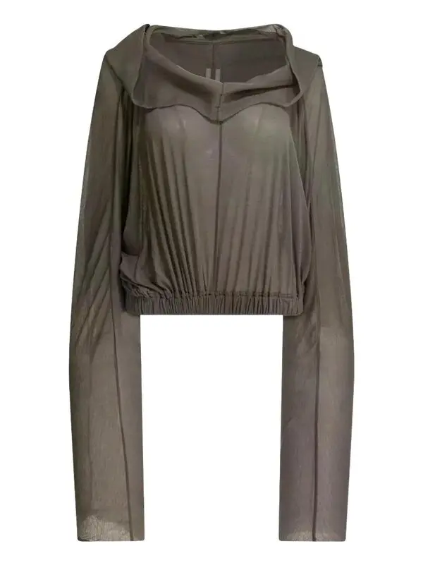 Rick Owens Cropped Hoodie With Draped Construction - Grey