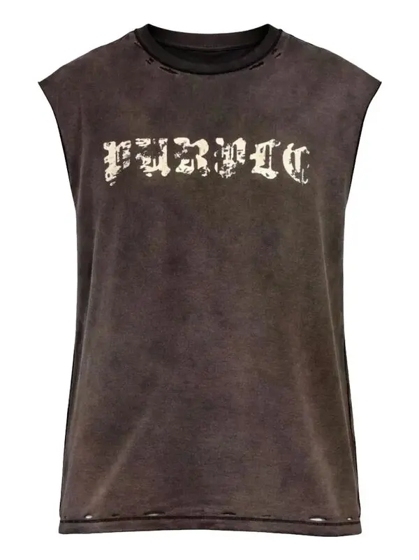 PURPLE BRAND Gothic Logo-print Tank - Brown