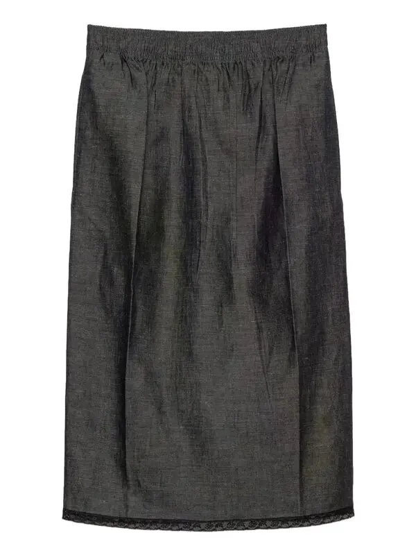Prada Chambray Skirt With Lace Trim - Grey