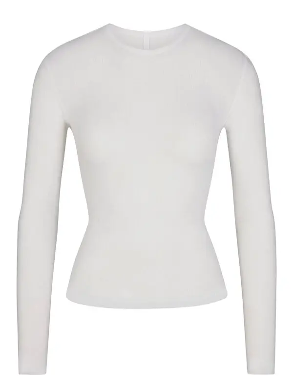 SKIMS Long Sleeve Sheer Ribbed Top - Snow