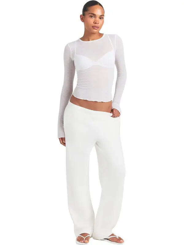 SKIMS Long Sleeve Sheer Ribbed Top - Snow