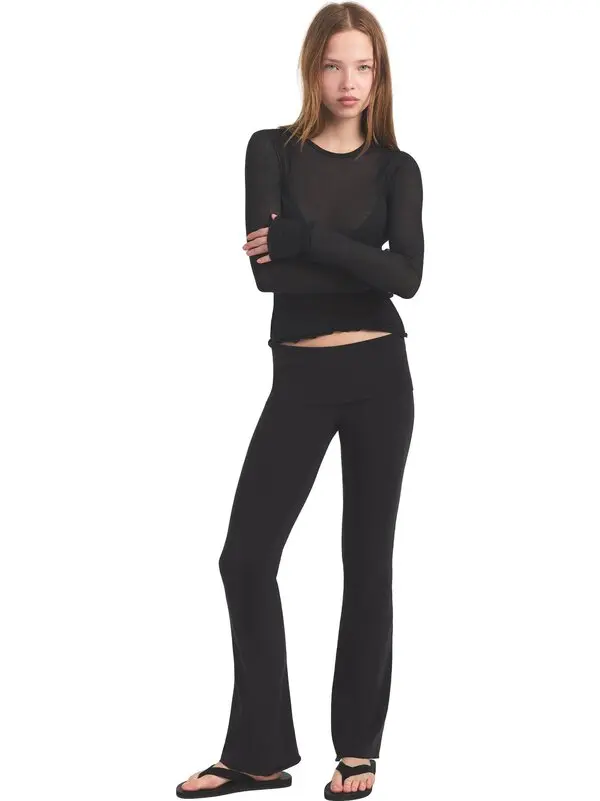 SKIMS Long Sleeve Sheer Ribbed Top - Soot
