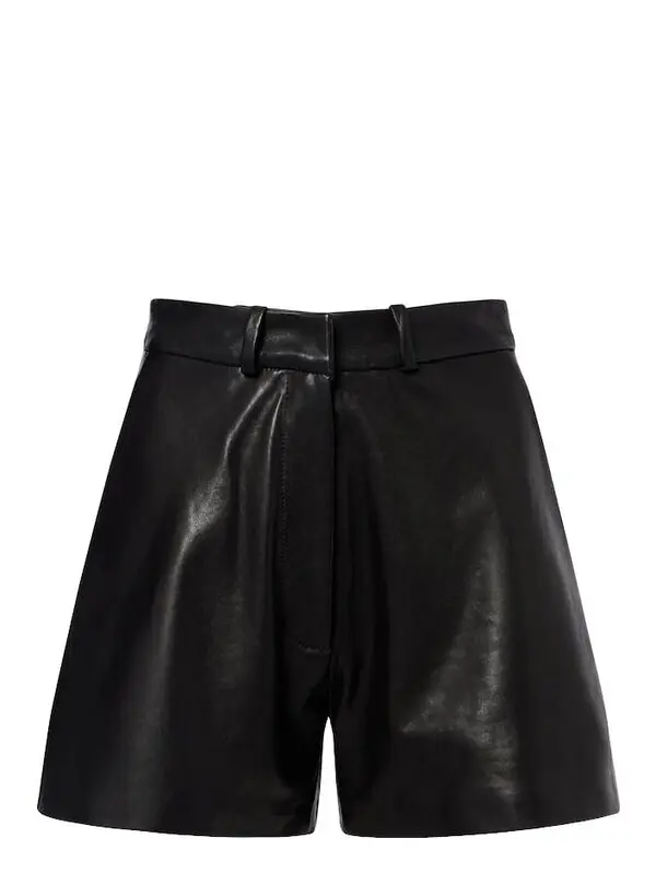 Nour Hammour Leather Barrel Shorts - Black