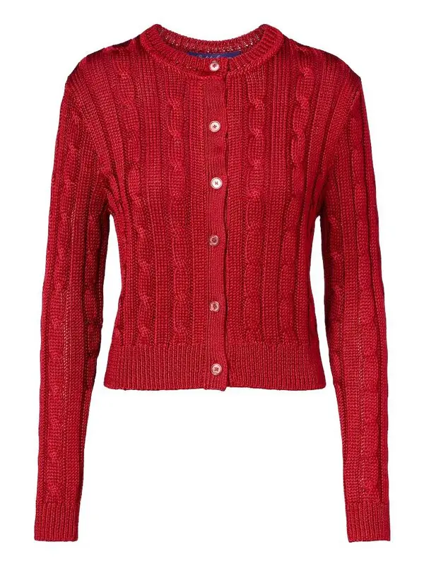 Ralph Lauren Cable-knit Silk Cardigan - Red