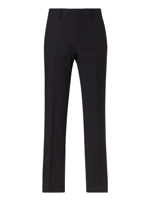 AMI Paris Virgin Wool Gabardine Straight Trousers - Black