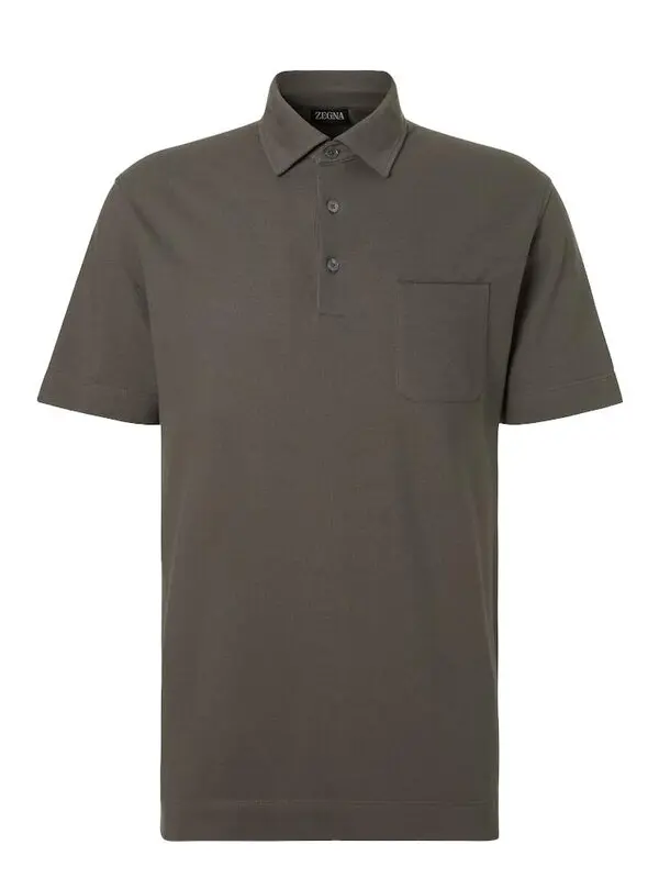 Zegna Cotton Pique Polo Shirt - Grey