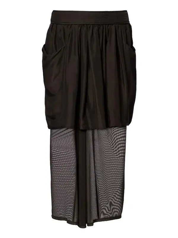 LEMAIRE Draped Silk Midi Skirt - Brown