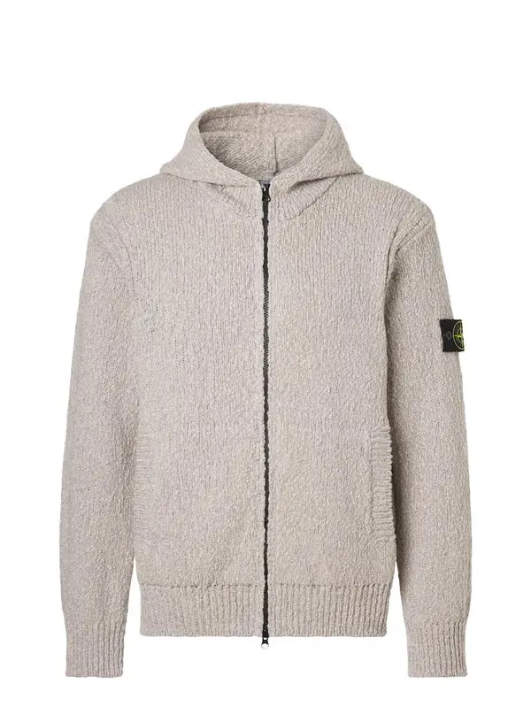 Stone Island Compass Cotton Zip-up Hoodie - Grey