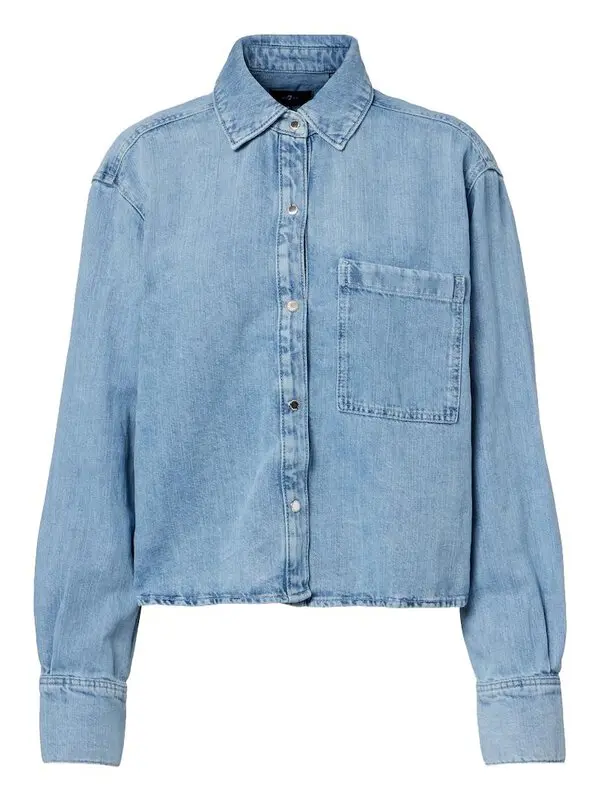 7 For All Mankind Ivy Cotton-linen Denim Shirt - Blue