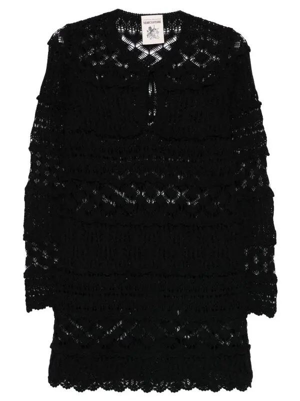 SEMICOUTURE Alvina Cotton Mini Dress - Black