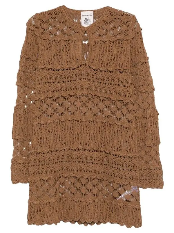 SEMICOUTURE Alvina Cotton Mini Dress - Beige