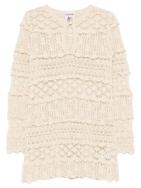 SEMICOUTURE Alvina Cotton Mini Dress - White
