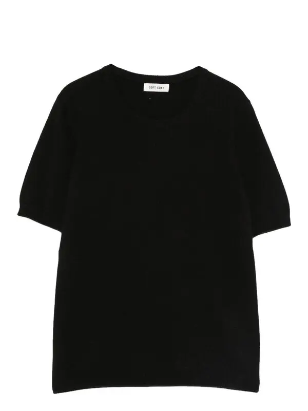 Soft Goat Cashmere Crewneck Sweater - Black