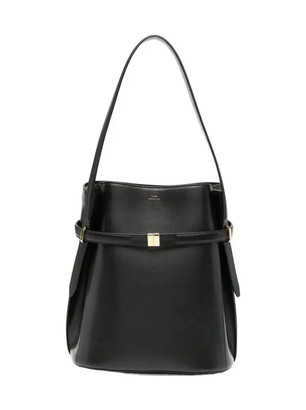 TOTEME Leather Belted Bucket Bag - Black