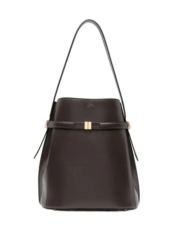 TOTEME Leather Belted Bucket Bag - Brown