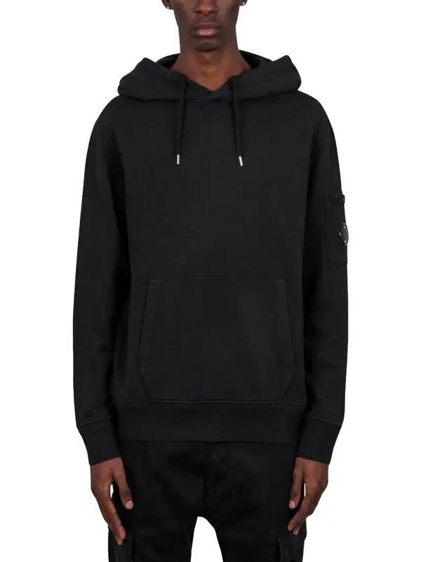 C.P. COMPANY Cotton Hoodie With Logo Patch - Black