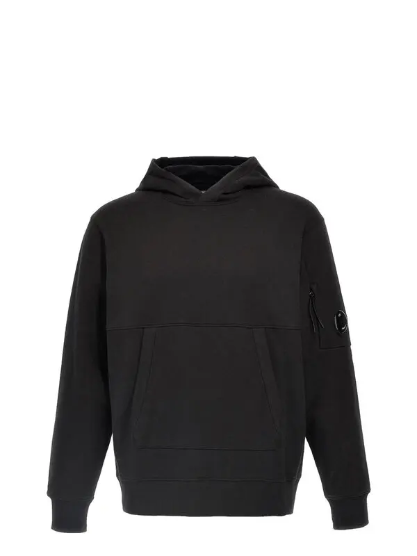 C.P. COMPANY Cotton Hoodie With Sleeve Pocket Detail - Black
