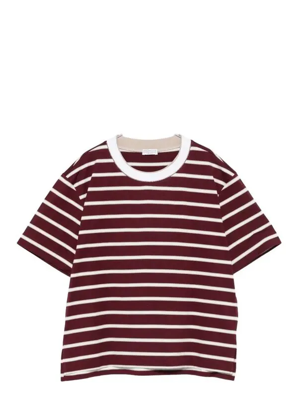 Brunello Cucinelli Striped Cotton T-shirt - Red