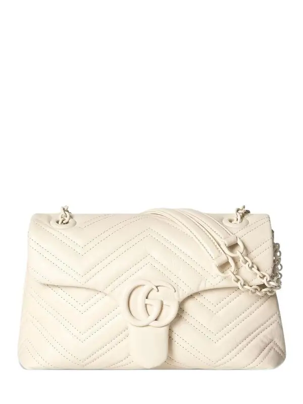 Gucci Gg Marmont Leather Shoulder Bag - White